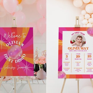 Disco 1st Birthday Party Sign Bundle With Printable Decorations for ...
