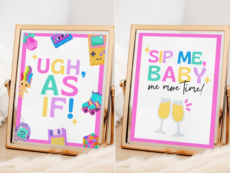 90s Birthday Party Sign Bundle for Retro & Nostalgic - Etsy