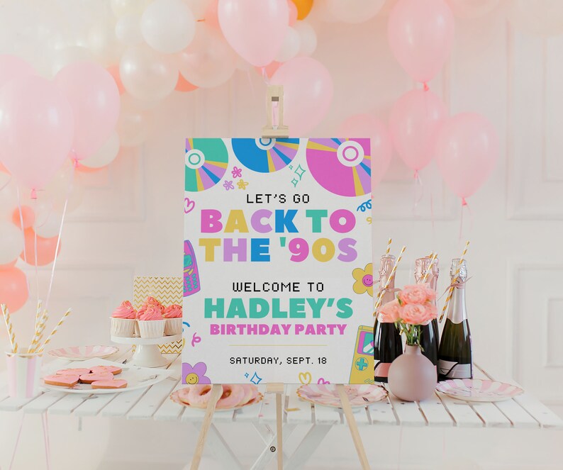 90s Welcome Sign for 90s Birthday Decorations, 90s Retro Birthday Party ...