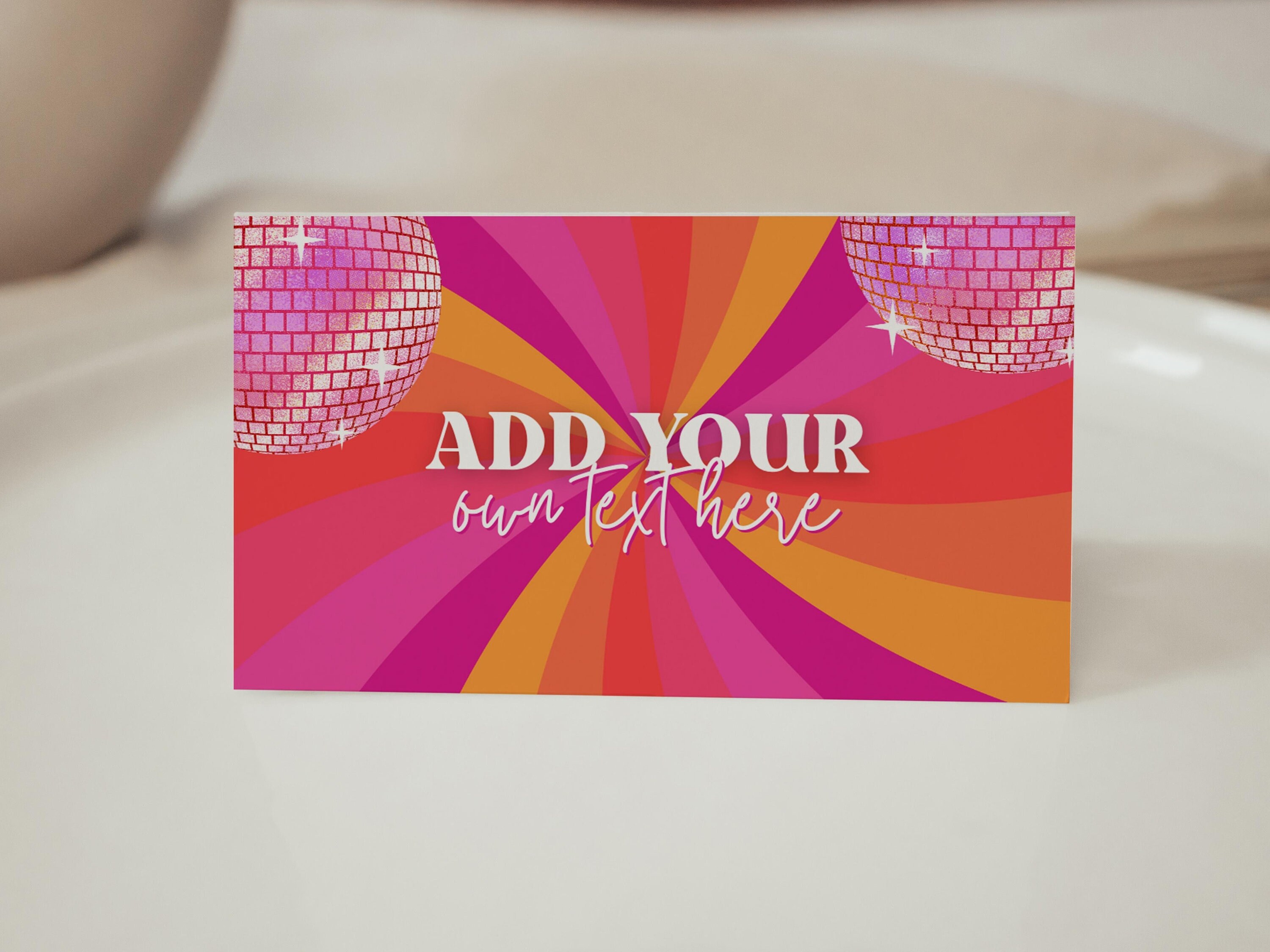 Disco Party Foldable Food Label Tent Card or Name Place Card Template ...