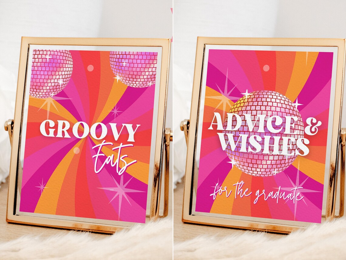 Disco Graduation Party Printable Sign Bundle for Retro and - Etsy