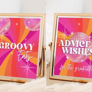 Disco Graduation Party Printable Sign Bundle for Retro and Groovy 70s ...