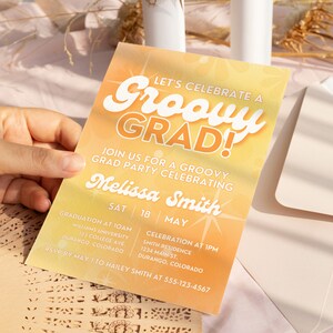 Groovy 70s Graduation Party Invitation Template for Retro Tie-dye Grad ...