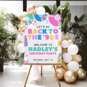 90s Welcome Sign for 90s Birthday Decorations, 90s Retro Birthday Party ...