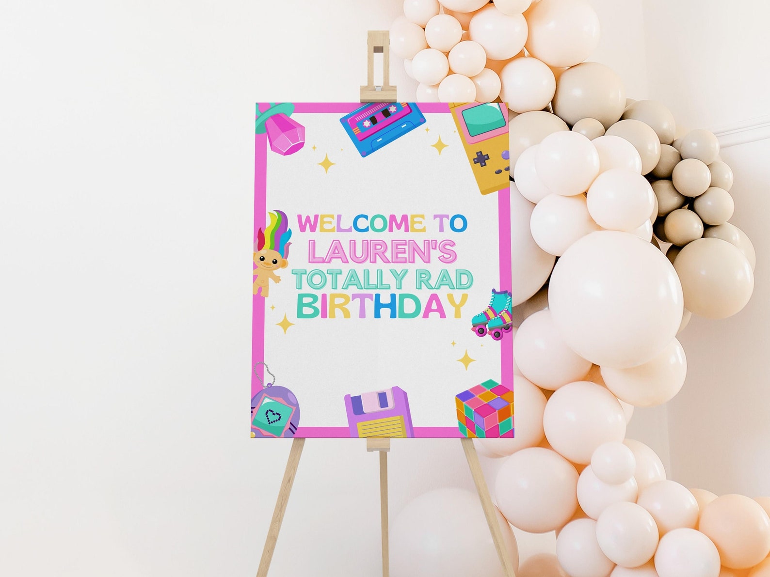 90s Birthday Party Welcome Sign Template for Retro Back to the 1990s ...