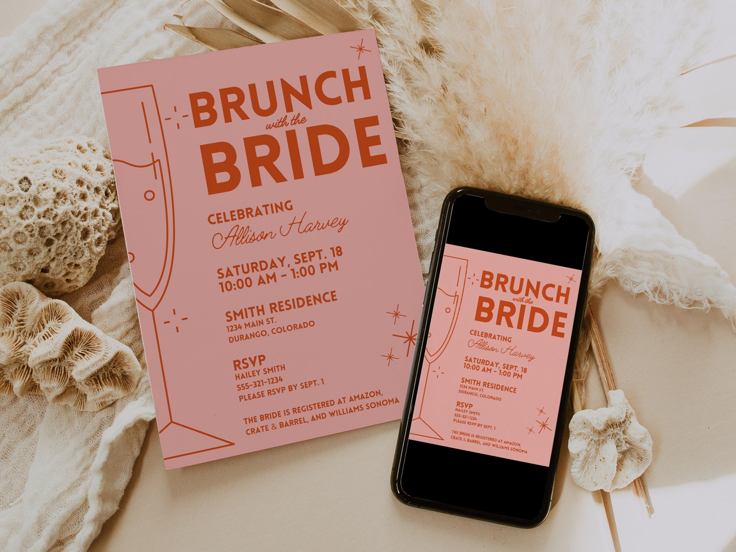 Bridal Brunch Invitation Template for Bubbly Wedding Shower - Etsy