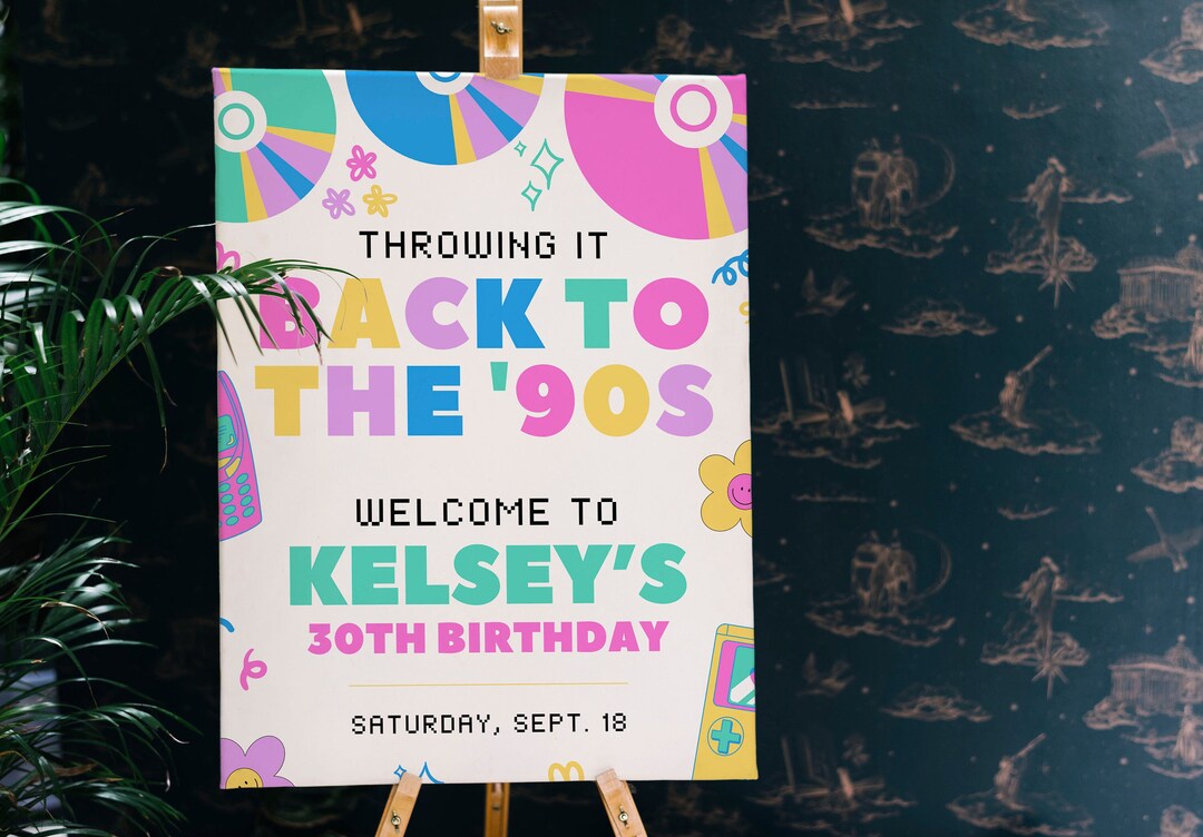 Welcome Sign for 90s Theme 30th Birthday 90s Decorations, 90s 30th ...