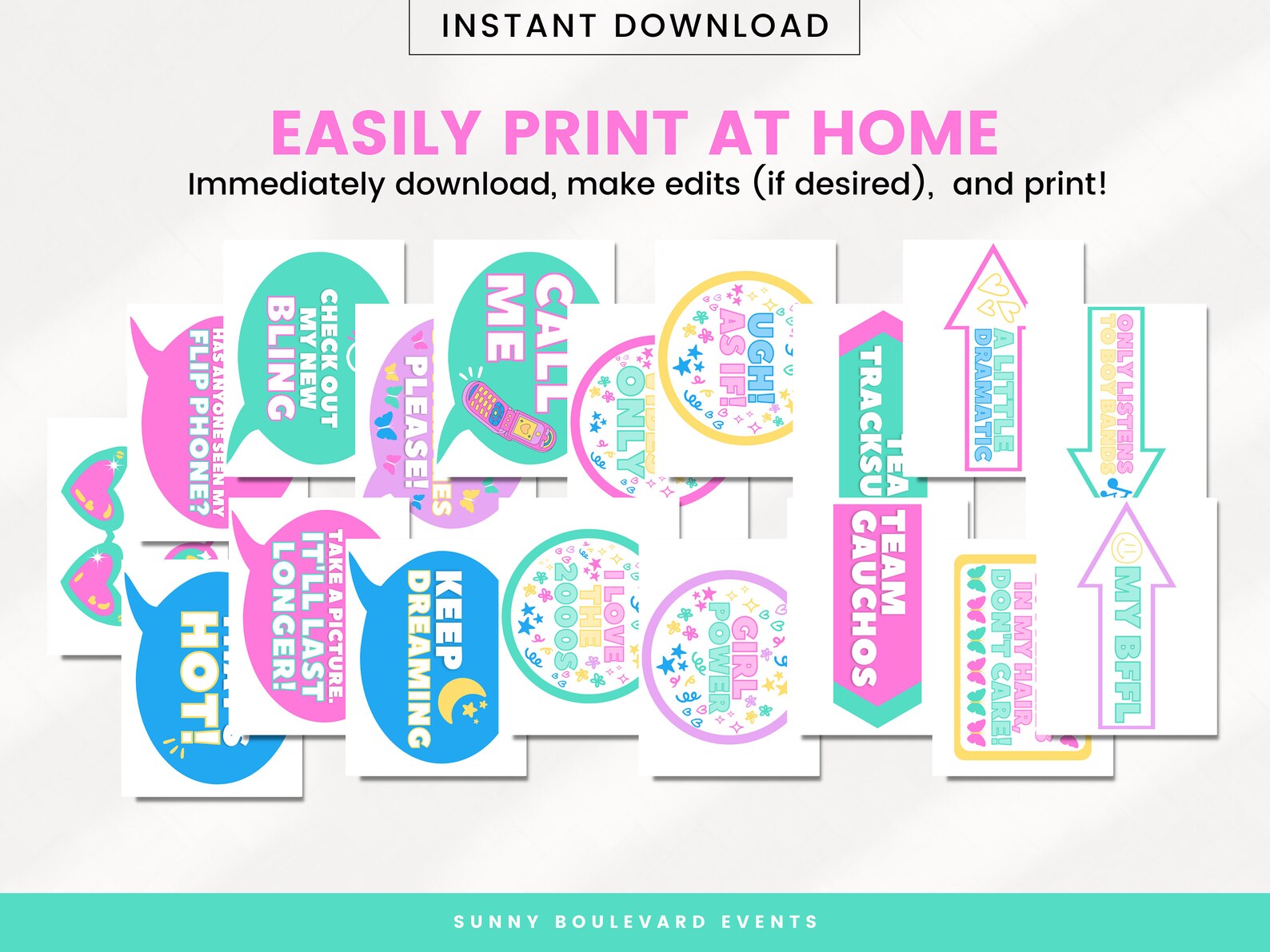 Y2K Bachelorette Party Printable Photo Booth Props for Selfie Station ...