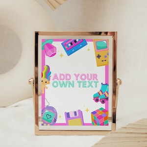 90s Party Editable & Printable Sign Decorations for Retro Birthday ...