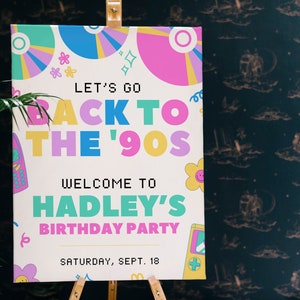 90s Welcome Sign for 90s Birthday Decorations, 90s Retro Birthday Party ...