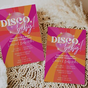 Disco Baby Shower Invitation for Retro & Groovy 70s Baby Girl Party ...