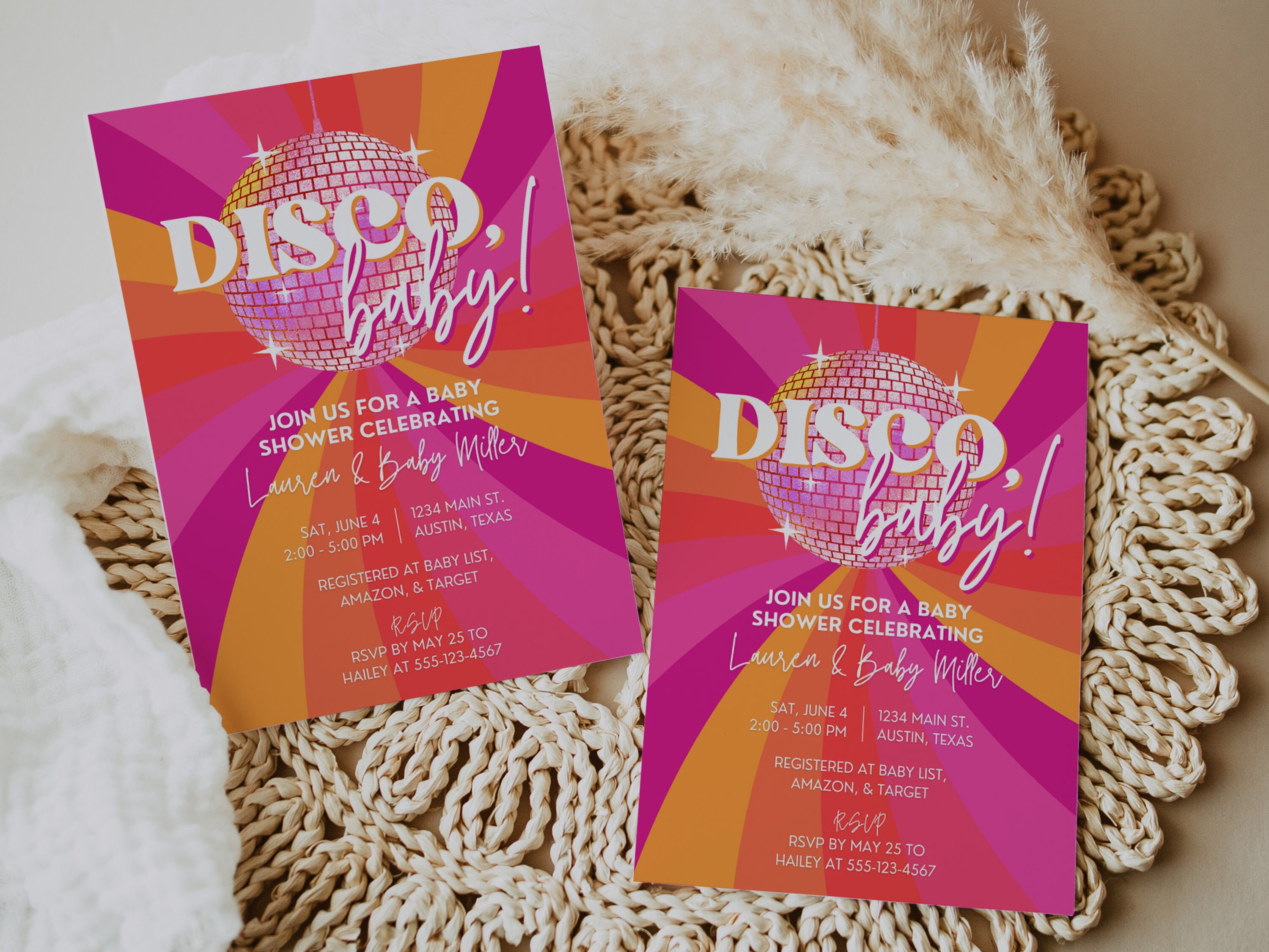 Disco Baby Shower Invite, Let's Disco Baby Invitation, Retro Baby ...