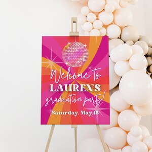 Disco Graduation Party Welcome Sign Template for Retro & Groovy 70s ...