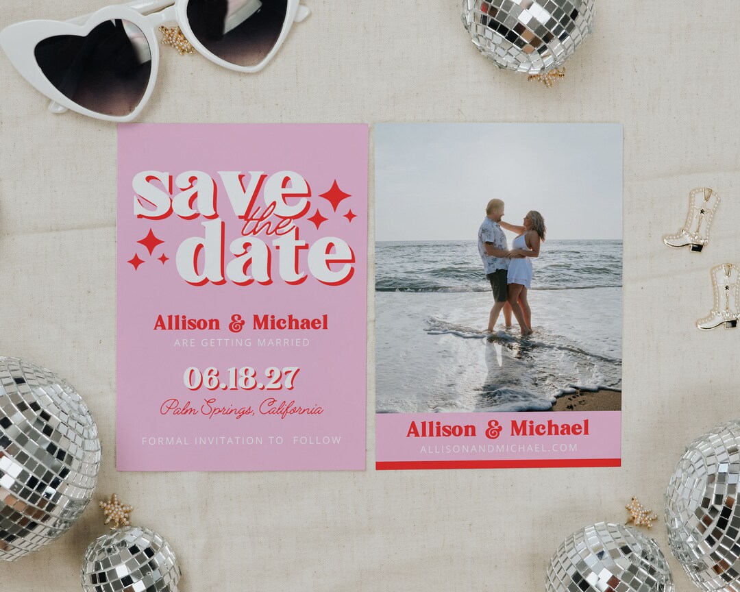 Retro Save the Date Wedding Retro Save the Date Cards With Photo ...