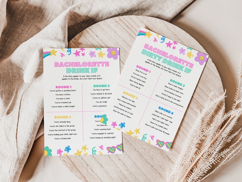 Y2K Bachelorette Party Drinking Games Bundle for Colorful Year - Etsy