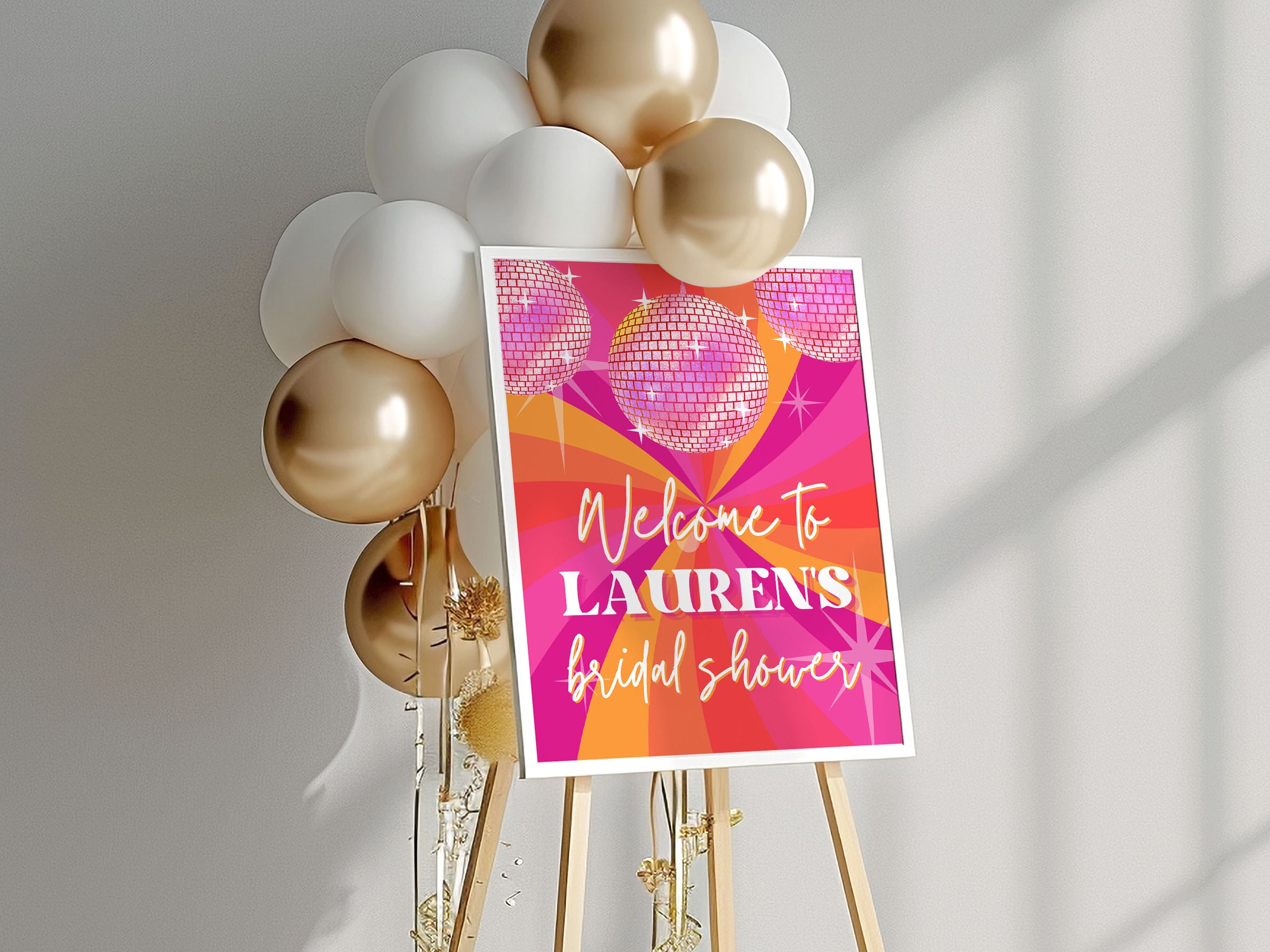 Disco Bridal Shower Disco Bundle, Last Disco Shower, Pink Orange 70s ...