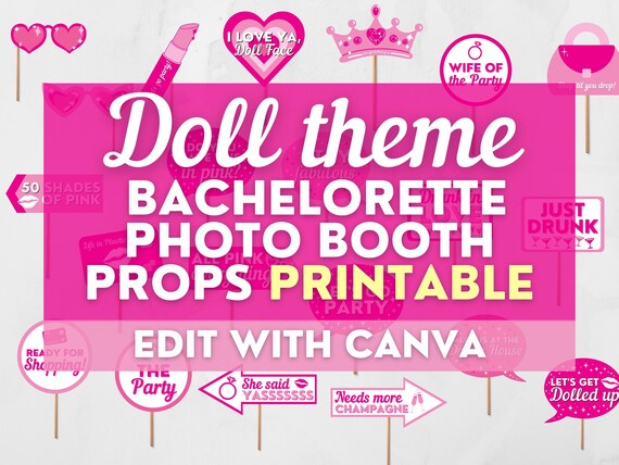 Hot Pink Glitter Bachelorette Party Photo Booth Props - Etsy