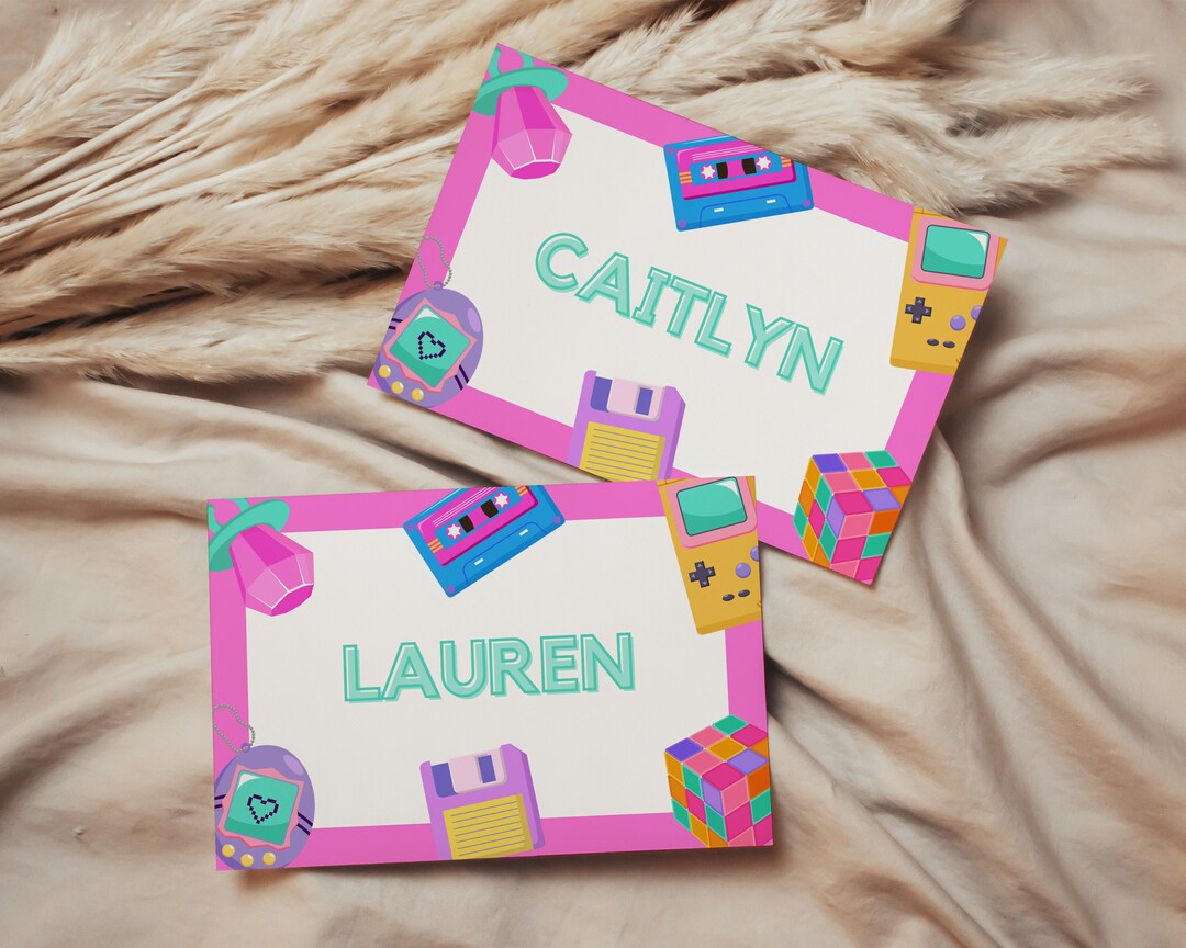 Colorful Bach to the 90s Bachelorette Party Name Card Template for ...