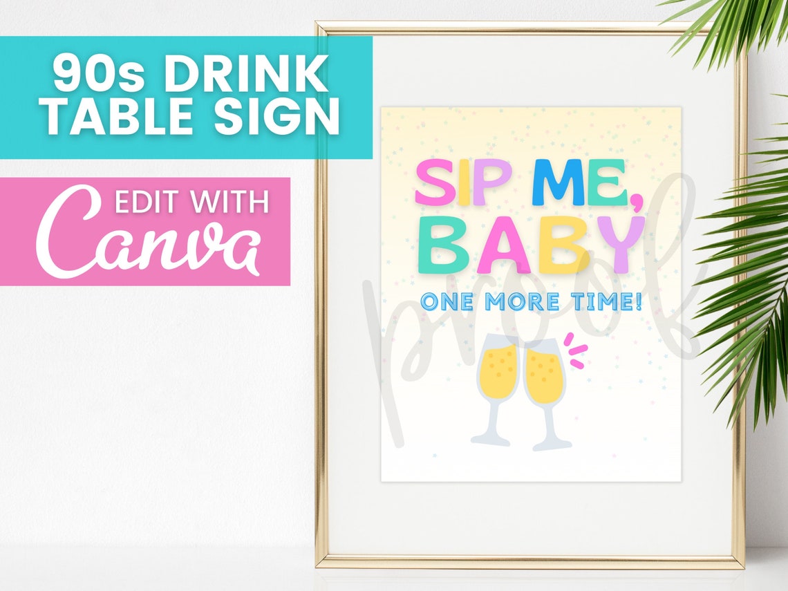 90s Party Drink Table Sign Printable Retro Party Sign 90s | Etsy