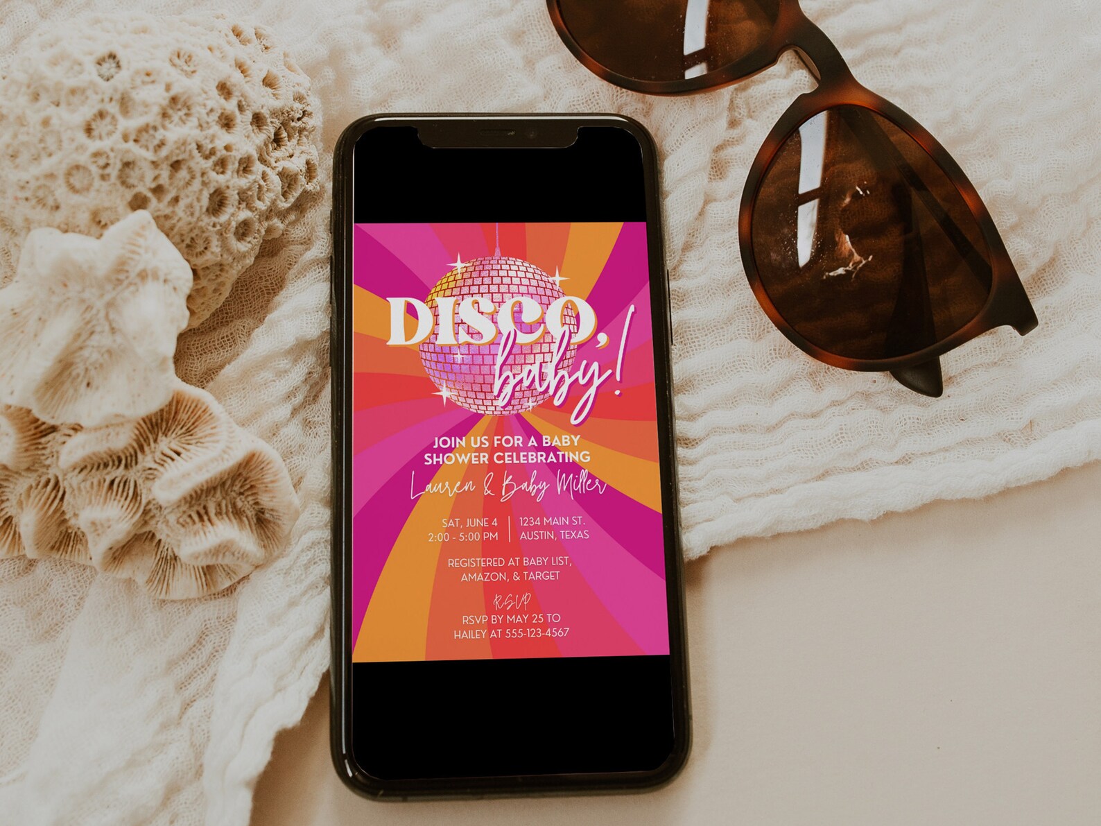 Disco Baby Shower Invite, Let's Disco Baby Invitation, Retro Baby ...