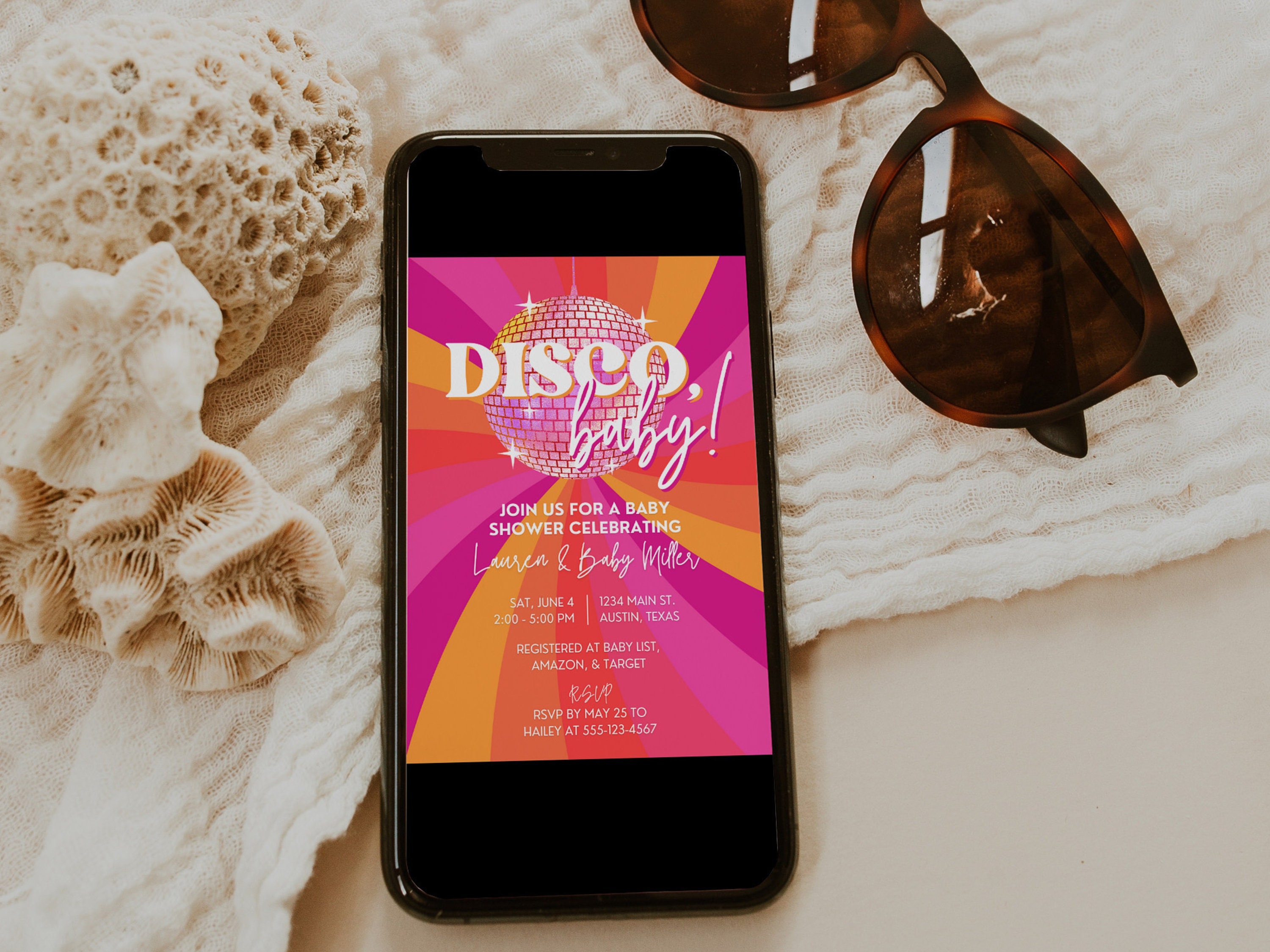 Disco Baby Shower Invite, Let's Disco Baby Invitation, Retro Baby ...