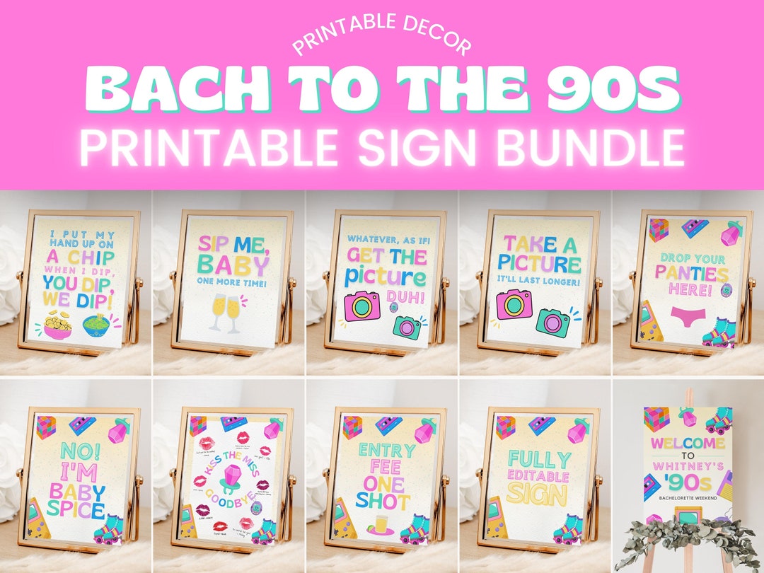 Bach to the 90s Bachelorette Party Bundle of Printable Signs & - Etsy