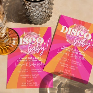 Disco Baby Shower Invite, Let's Disco Baby Invitation, Retro Baby ...