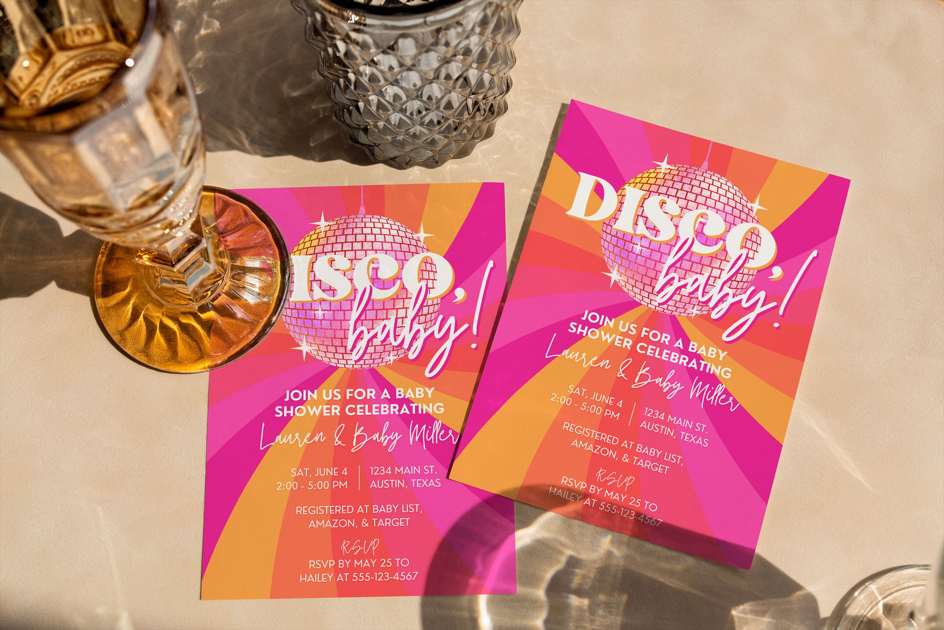 Disco Baby Shower Invite, Let's Disco Baby Invitation, Retro Baby ...