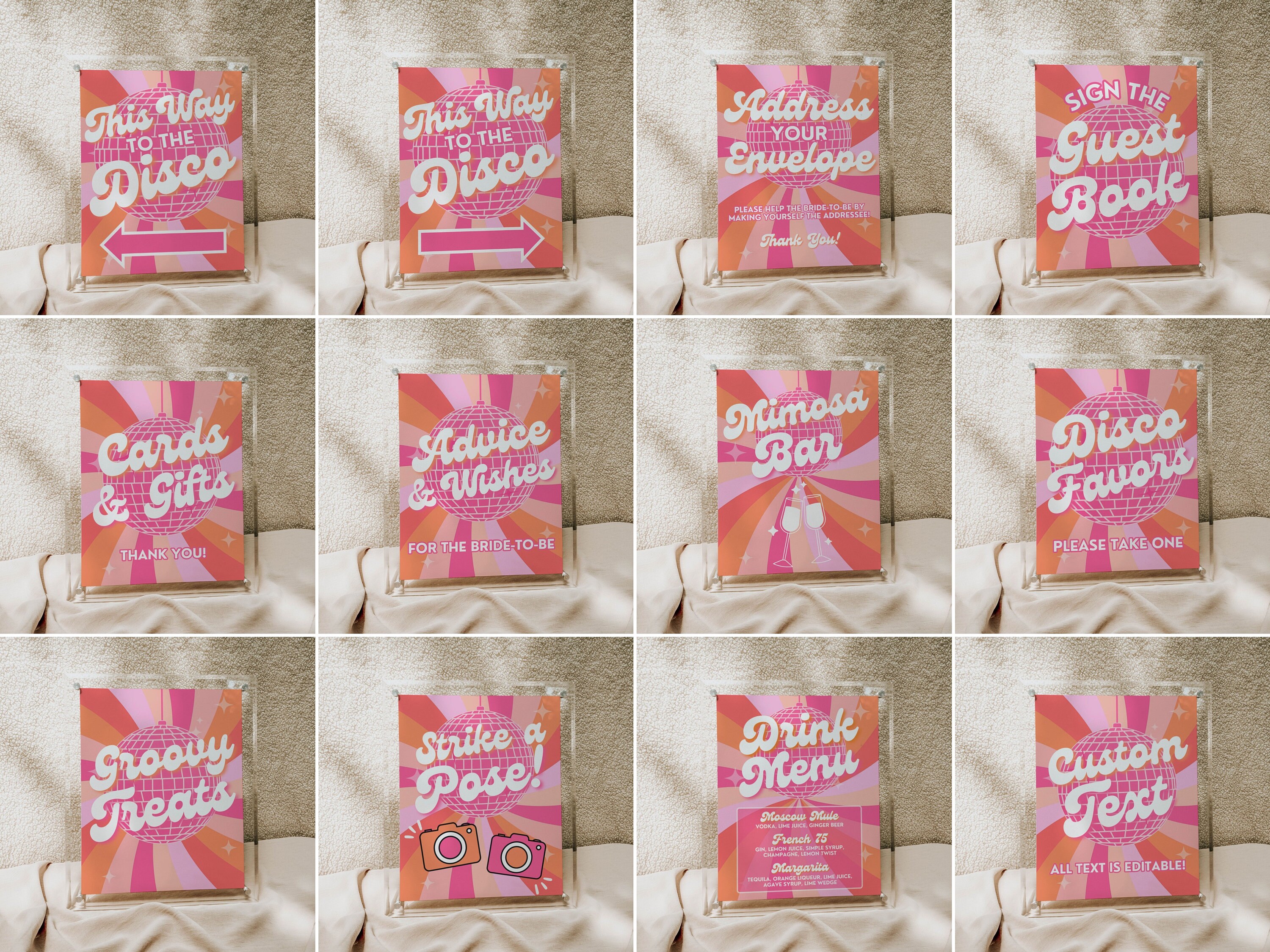 Disco Bridal Shower Disco Bundle, Last Disco Shower, Pink Orange 70s ...