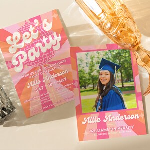 Disco Graduation Party Invitation Disco Grad Party Invite Groovy ...