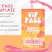 Music Festival Girls Birthday Party VIP Pass Template for - Etsy
