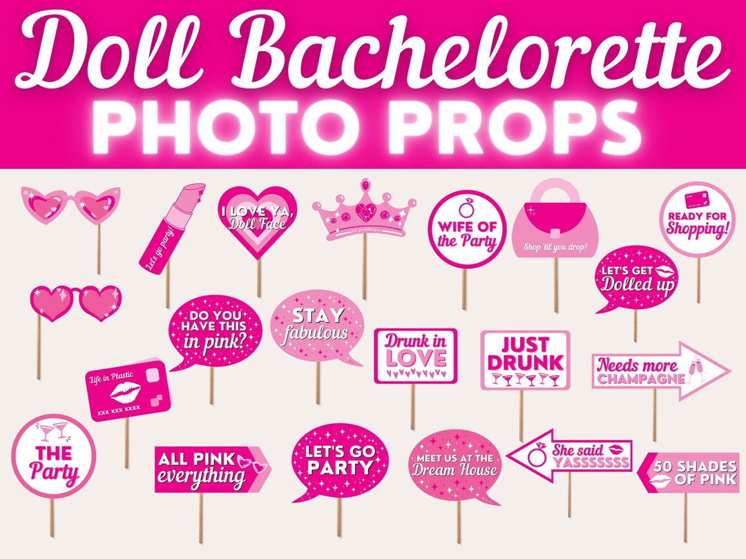 Hot Pink Glitter Bachelorette Party Photo Booth Props - Etsy