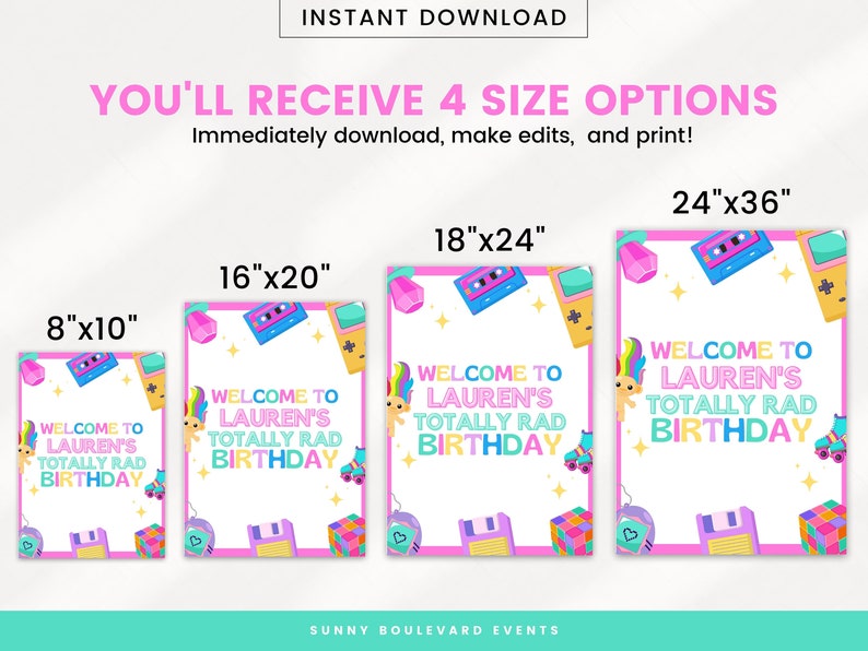 90s Birthday Party Welcome Sign Template for Retro Back to the 1990s ...