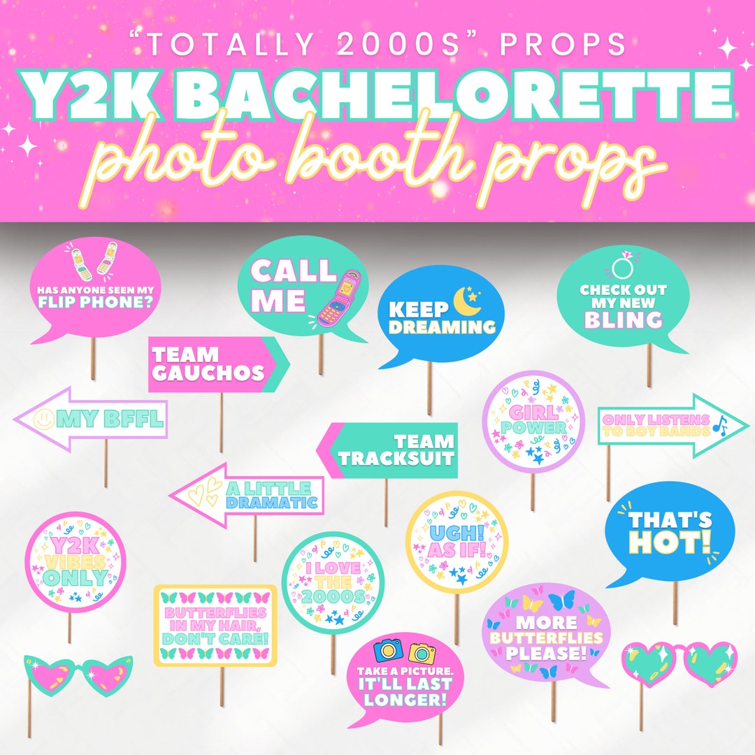 Y2K Bachelorette Party Printable Photo Booth Props for Selfie Station ...