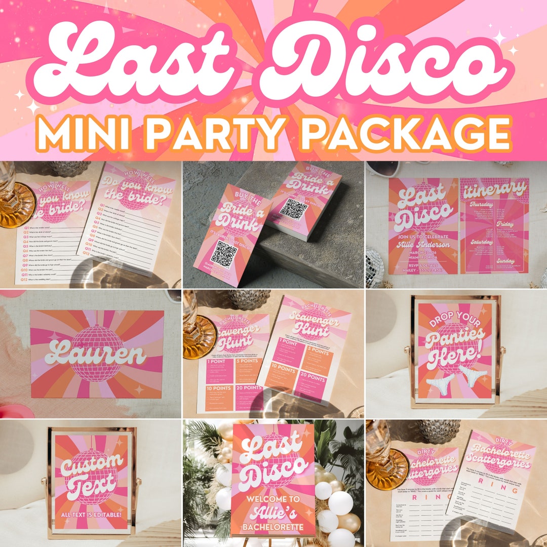 Last Disco Bachelorette Party Bundle, Disco Ball Bachelorette Last ...