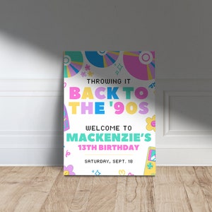 90s Welcome Sign for 90s Birthday Decorations, 90s Retro Birthday Party ...