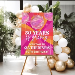 Disco 50th Birthday Disco Welcome Sign, 50th Disco Birthday Disco Party ...