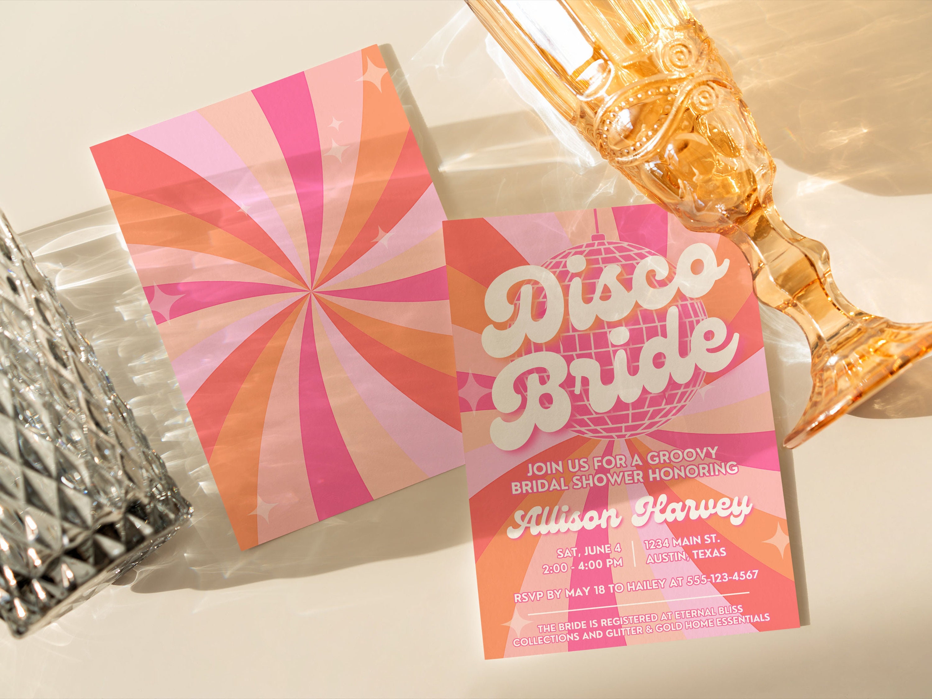 Disco Bridal Shower Disco Bundle, Last Disco Shower, Pink Orange 70s ...