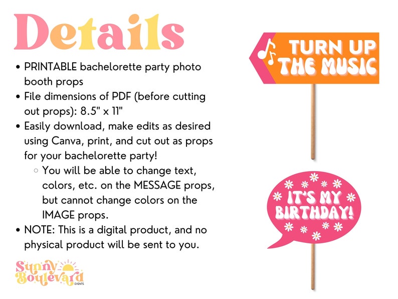 Music Festival Birthday Party Printable Photo Booth Props for Groovy ...
