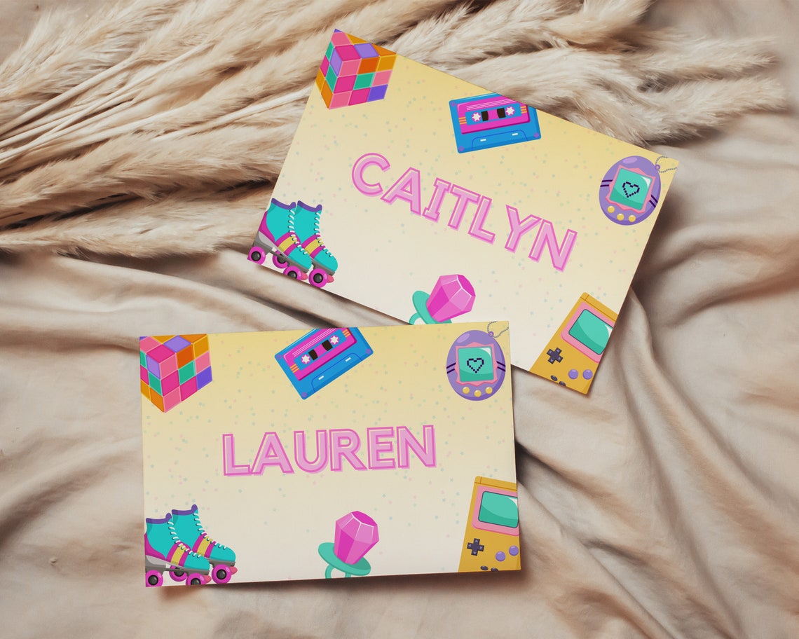 90s Bachelorette Party Name Card Template for Thank You Favors - Etsy