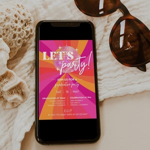 Disco Graduation Party Invitation Template for Retro & Groovy - Etsy