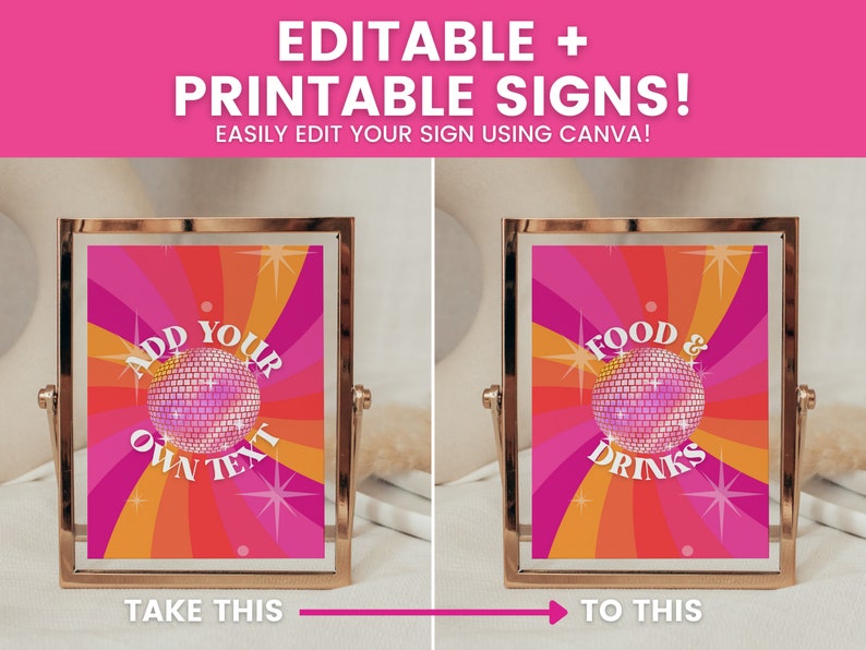 Last Disco Bachelorette Party Custom Sign Canva Template | Etsy