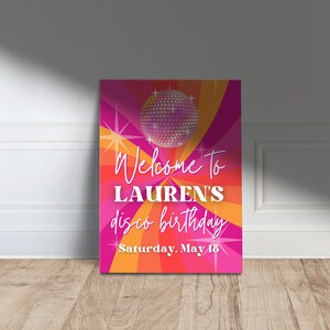 Disco Birthday Party Welcome Sign Template for Retro & Groovy 70s Bday ...