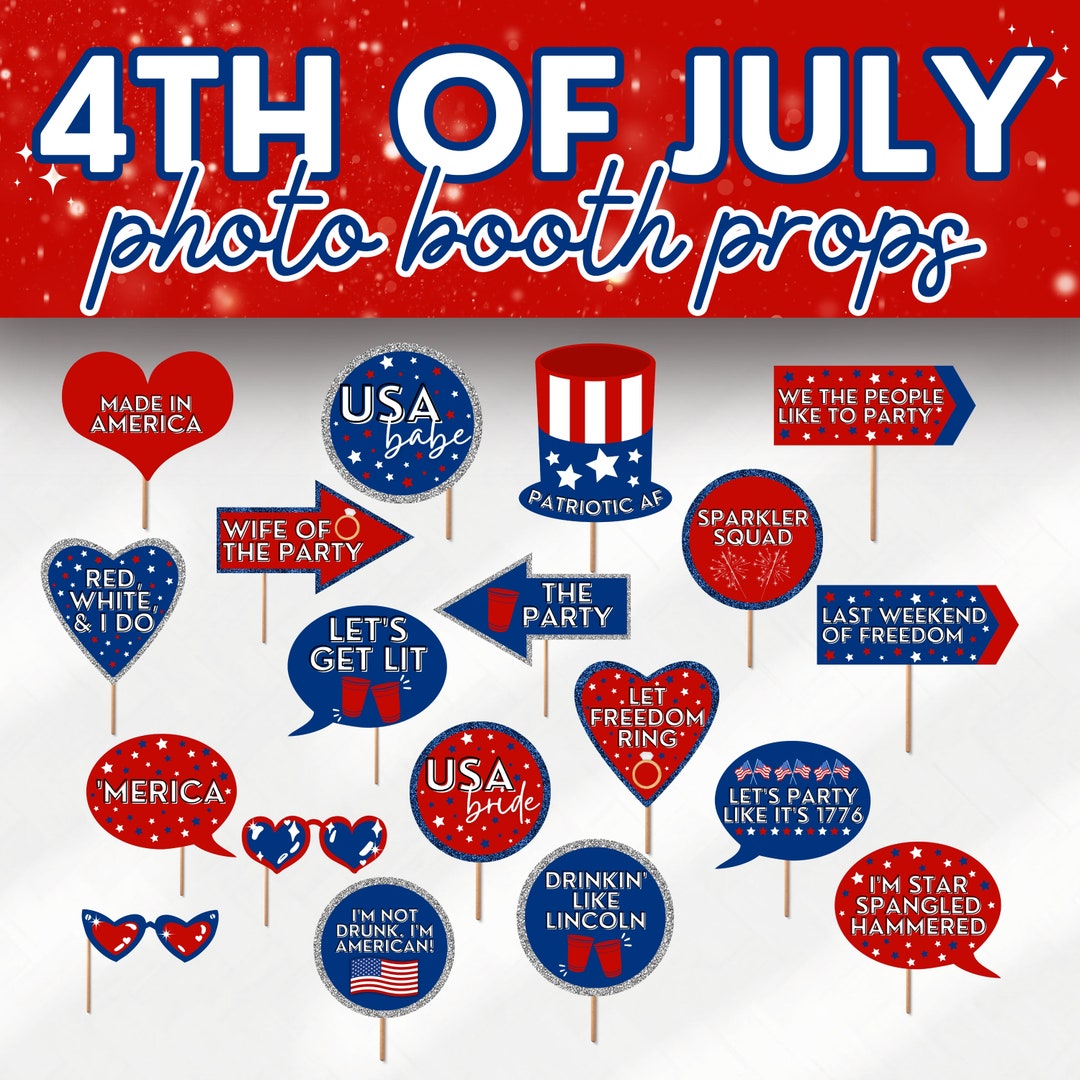 Fourth of July Bachelorette Party Printable Photo Booth Props for 4th ...