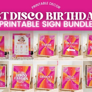 Disco 1st Birthday Party Sign Bundle With Printable - Etsy