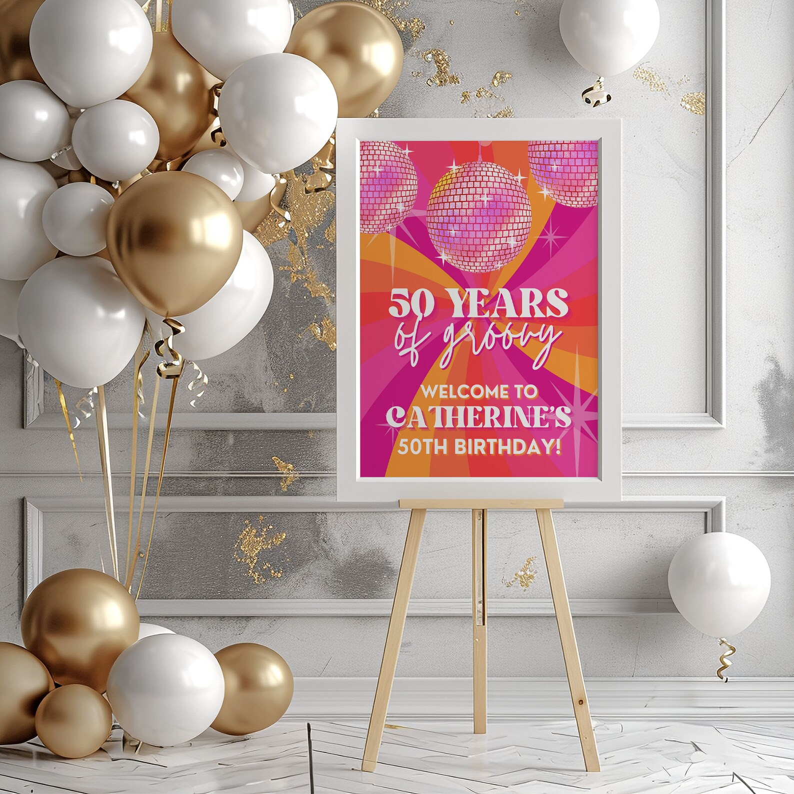 Disco 50th Birthday Disco Welcome Sign, 50th Disco Birthday Disco Party ...