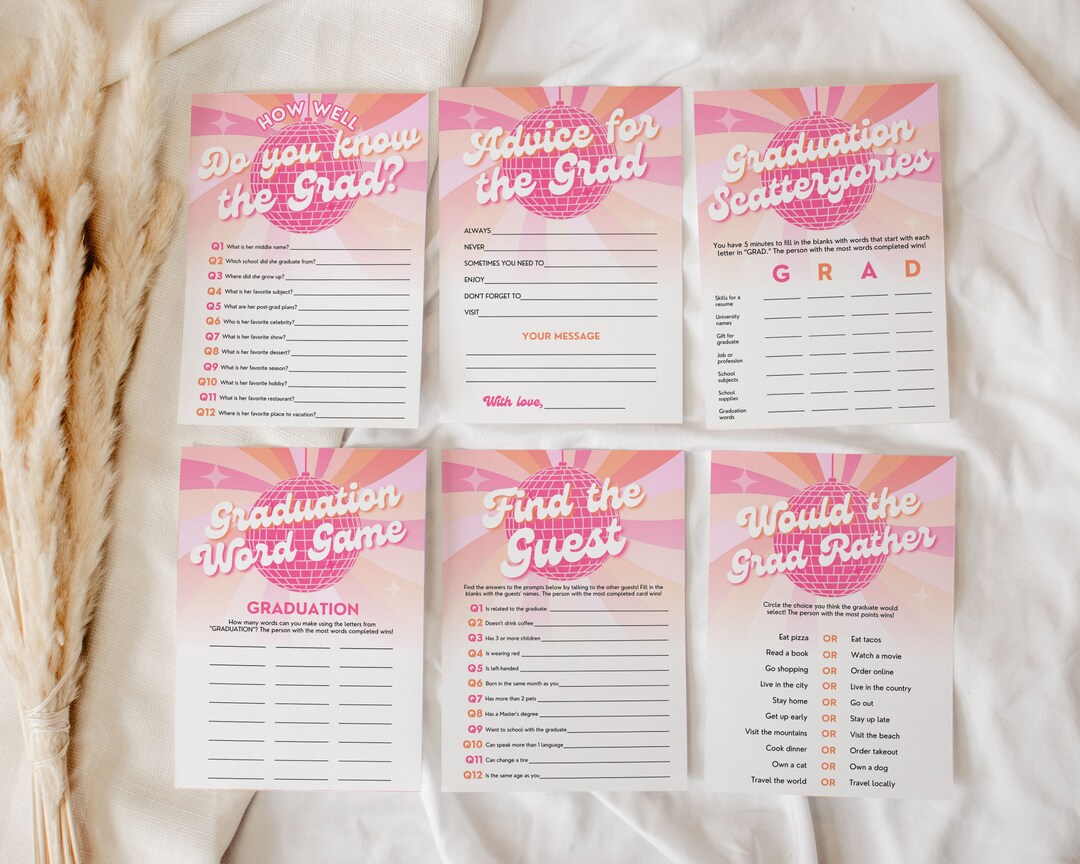 Disco Graduation Party Games, Graduation Disco Grad Party, Printable ...