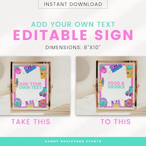 90s Party Editable & Printable Sign Decorations for Retro Birthday ...