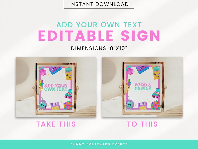 90s Party Editable & Printable Sign Decorations for Retro - Etsy