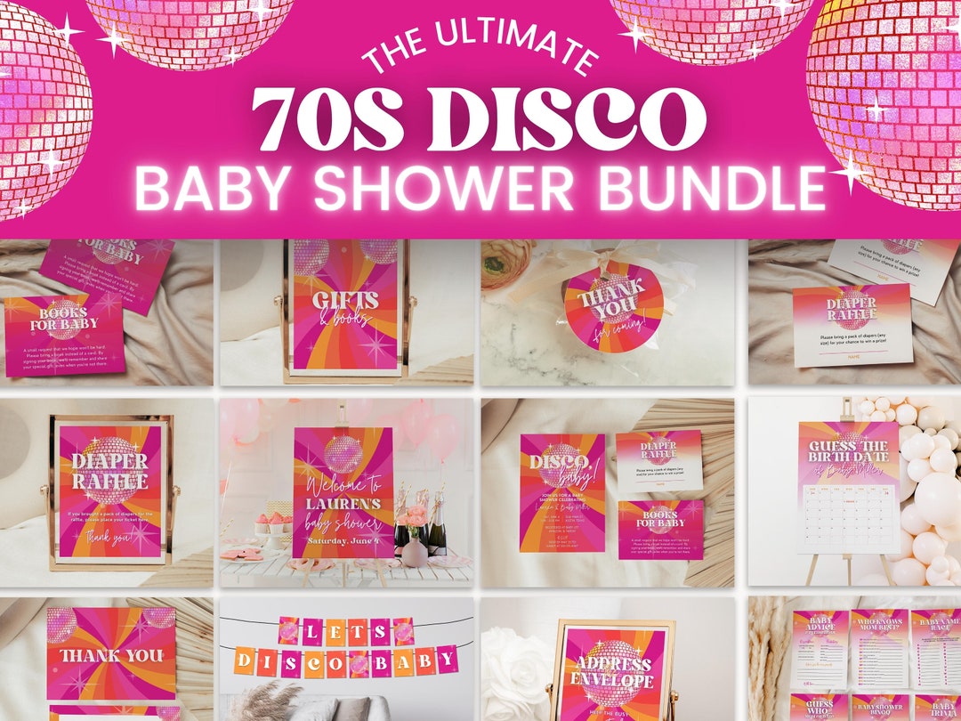 Disco Baby Shower Bundle of Editable Templates for Retro and - Etsy